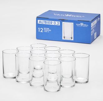 Van Well 12er Set hochwertige Altbierbecher 0,2 L /-/ geeicht - Perfekt für Bierliebhaber - Spülmaschinenfest