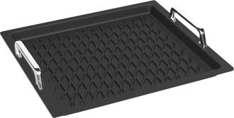 AMT Gastroguss Gastronorm - Grillplatte GN 2/3 mit BBQ-Boden, induktionsgeeignet, 35,4 cm x 32,5 cm, 2 cm hoch, mit Edelstahlgriffen, Lotan Antihaft-Veredelung, AMZN