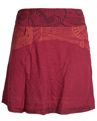 vishes Alternative Bekleidung - Lagenlook Goa Hippie Damen Rock Kurz Breiter Bund Taschen R&ouml;cke dunkelrot 38