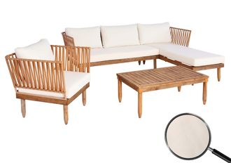 Mendler Garten-Garnitur HWC-L29, Garnitur Sitzgruppe Lounge-Set Sofa, Akazie Holz MVG-Zertifiziert - Creme-wei&szlig;