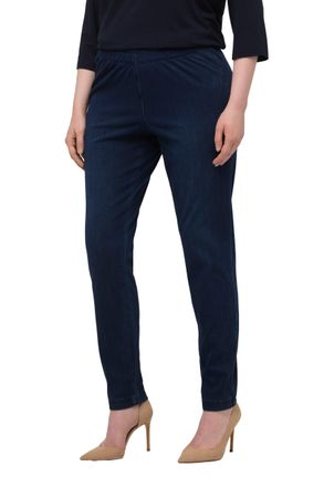 Ulla Popken Damen Jersey-Jeans Hosen, dunkelblau, 38W / 32L