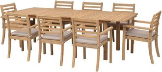 Happy Garden Salon de jardin extensible 180/240cm PADAR en acacia 8 places - coussins sable