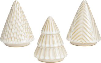 Matches 21 Keramik Tannenbäume weiß 3er Set, Dekofiguren 10 cm - Weihnachtsdeko im Scandi Stil als Tischdeko