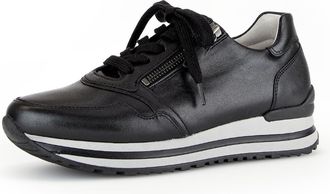 Gabor Damen Low-Top Sneaker | Frauen Halbschuhe | Wechselfu&szlig;bett | Komfortable Mehrweite (H) | Turnschuhe | schwarz (S.s/GRIG) | 38.5 EU - 5.5 UK