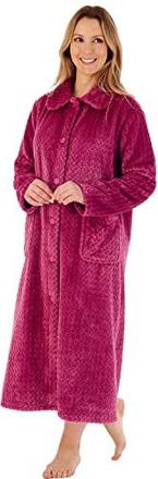 Slenderella HC02316 Robe de chambre boutonn&eacute;e sur le devant pour femme, framboise, L