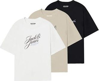 Jack & Jones Jorinwood FST Lot de 3 t-Shirts &agrave; col Rond, Blanc &eacute;clatant., XL