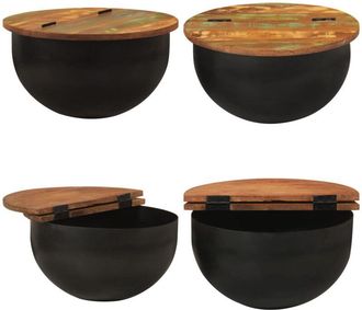 vidaXL Couchtisch Schwarz 50x27 cm Altholz Massiv - Couchtisch - Holzm&ouml;bel - Altholz - Vintage Stil - Wohnzimmertisch - Home & Living