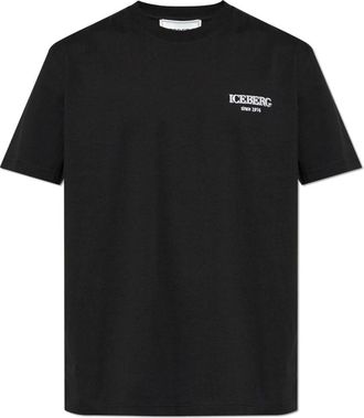 Iceberg Homme, Tops, Noir, Taille: S T-Shirt avec Logo Brod&eacute;