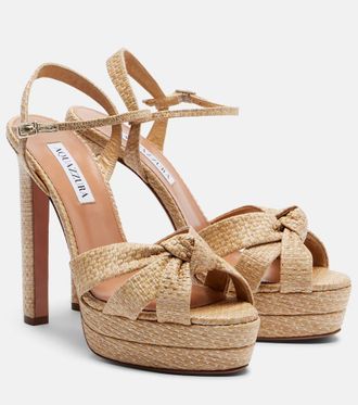 Aquazzura Sandales Nina en raphia &agrave; plateforme