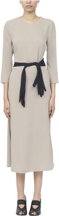 Maison Margiela Femme, Robes, Beige, Taille: 34 FR Robe Midi Ceintur&eacute;e