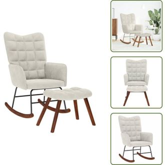 vidaXL Schaukelstuhl mit Hocker Creme Samt - Schaukelstuhl Mit Hocker - Schaukelst&uuml;hle Mit Hockern - Stuhl - Schaukelstuhl