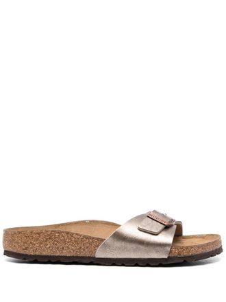 Birkenstock sandales Madrid en cuir &agrave; effet m&eacute;tallis&eacute; - Gris
