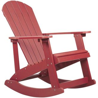 Beliani Beliani - Garten Schaukelstuhl Rot Kunstholz Breite Armlehnen Muskoka Adirondack Stil Terrasse Outdoor