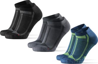 Danish Endurance Kurze Laufsocken, 3 & 5 Paar Sommer Sportsocken, Schweißableitend, Unisex, für Damen & Herren, Mehrfarbig (1x Schwarz/Grau, 1x Blau/Gelb 1x Grau/Schwa