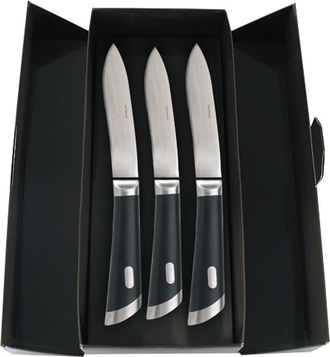 Sambonet Special Knife Edelstahl 18/10 Set 3 Steakmesser T-Bone 25,6 cm, Glatte Klinge, schwarz, 29 x 13 x 6 cm, 3-Einheiten