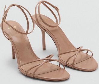 Mango Sandale &agrave; talon avec brides crois&eacute;es nude - Femme - 35 - MANGO