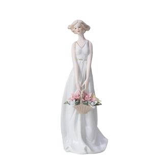 BESPORTBLE Keramik M&auml;dchen Statue Elegante Porzellan Dame Figur Skulptur Tisch Ornament Kuchen Topper f&uuml;r zu Hause Hochzeit Raumdekoration (Blumenkorb)