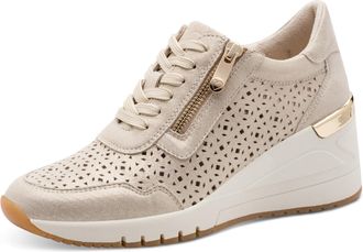 Marco Tozzi Marco Tozzi Damen Sneaker weiches Feel Me Wechselfu&szlig;bett Leder weiches Innenfutter Modisch, metallic (Platinum), 37 EU