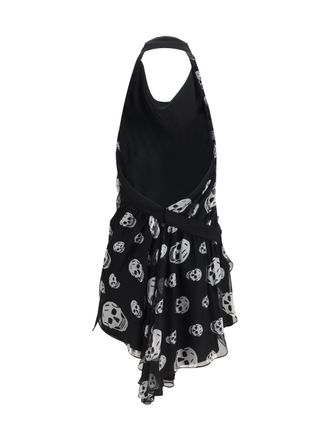 Alexander McQueen Womens Halter Silk Top Black - White