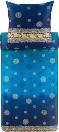 Bassetti PALLAVICINO Bettwäsche + 2 Kissenhüllen aus 100% Baumwollsatin in der Farbe Blau B1, Maße: 200x200 + 2 K 80x80 cm - 9329933