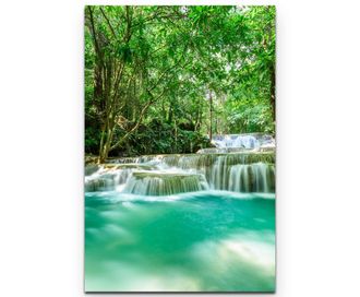 Paul Sinus Art Leinwandbilder | Bilder Leinwand 90x60cm Wasserfall im tropischen Regenwald in Thailand