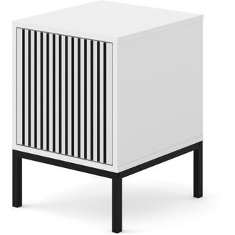 AC-D&eacute;co Nachttisch RAVENNA F 41x40 cm Beh&auml;lter mattwei&szlig; / gefr&auml;ste mattschwarz
