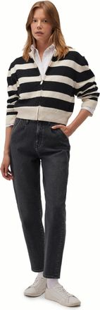 Mavi Damen Full Zip Cardigan, Black Stripe, XL