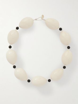 Gohar Host Egg Kette Mit Porzellan, Quarz Und Details Aus Silber - Wei&szlig;