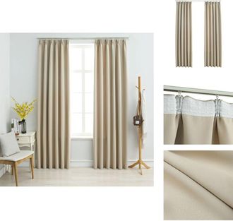 vidaXL Verdunkelungsvorhänge mit Haken 2 Stk. Beige 140x245cm - Verdunkelungsvorhänge - Gardinen - Wohnraumdekoration - Vorhänge Beige - Vorhänge Mit Ösen