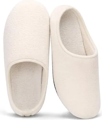 Mishansha Chaussons Femme Polaire Corail Anti-dérapant Hiver Confort Chauds Accueil Pantoufles Blanc GR.40