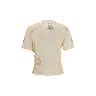 Balenciaga Womens Beige Cotton T-Shirt