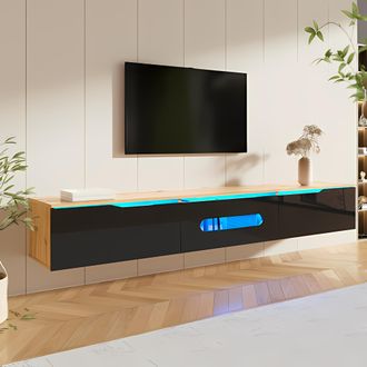 Generic TV Schrank mit Hochglanzfront, wandmontierbares Lowboard mit Stauraum, TV Board mit T&uuml;ren und Soft Close, modernes Medienm&ouml;bel f&uuml;r Wohnzimmer und Ente