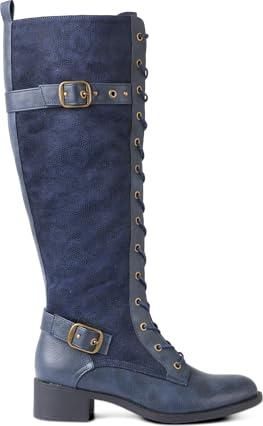Joe Browns Femme Leopard Print Lace Up Riding Boots Botte Haute Jusquau Genou, Bleu, 39 EU