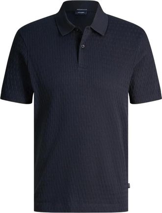 Joop Homme, Tops, Bleu, Taille: M Polo en coton avec structure graphique