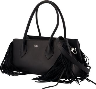 Amiri Fringe Honey Calfskin Leather Shoulder Bag - Black