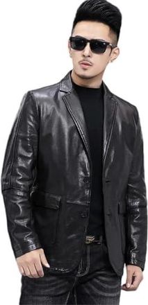 Generic Blazer en peau de mouton pour homme - Printemps et automne - Veste de costume confortable et décontractée, Noir, XXL