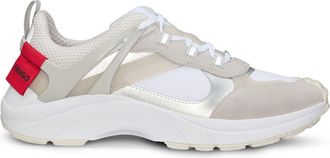 HUGO BOSS Herren GO2 merp Sneakers im Laufschuh-Stil aus Veloursleder und Mesh Weiß 42 Größe 42