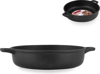 hOme Home Granchef Bratpfanne, Beschichtung Antihaft mit 2 Griffen, Rund, Aluminium Druckgeschmelzt, Schwarz, 28 cm