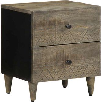 vidaXL Table de chevet gris clair 40x33x46 cm bois de manguier solide Vidaxl