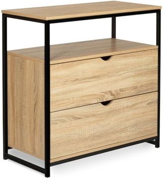 IDMarket Commode 2 tiroirs Detroit 80 cm Design Industriel avec étagère