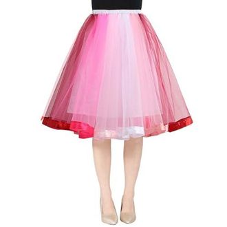 Generic Jupe Tulle Femme Tutu Jupe Jupes Femme Arc-en-Ciel Mi-Longue - Boh&egrave;me Fluide en Tulle A-Line pour &Eacute;t&eacute;, Plage Ou &Eacute;v&eacute;nements Festifs