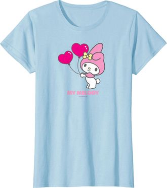 Hello Kitty Herzf&ouml;rmige Luftballons - My Melody T-Shirt - Unisex-Erwachsene, Unisex-Kinder - Schwarz - S - Kurzarm - Cartoon - Klassisch - Sanrio