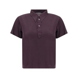 Maison Margiela Femme, Tops, Violet, Taille: 38 FR Polo Semi-Transparent avec Col Classique et Patte Boutonn&eacute;e