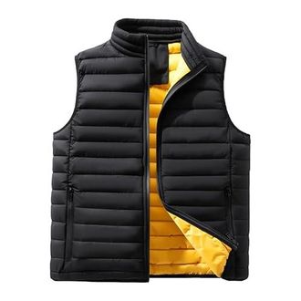 Generic Veste sans manches &agrave; col montant et fermeture &eacute;clair pour homme - Pour lautomne et lhiver, Noir, XL