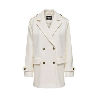 Only Only, Femme, Manteaux, Blanc, Taille: 38 FR Veste Longue Blanche en Polyester pour Femme