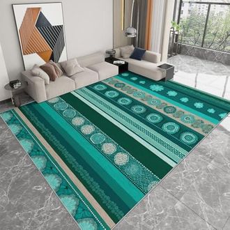 Generic Art Indien Artistique Rayures Tapis Lavable en Machine 60 x 90 cm Paillasson imprimé antidérapant à Poils Courts pour Salon Chambre denfant Chambre de