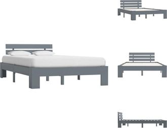 vidaXL Massivholzbett Grau Kiefer 140x200 cm - Massivholzbette - Holzbettrahmen - Kiefernbett - Doppelbett - Grau