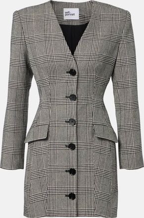 Self Portrait Robe en laine m&eacute;lang&eacute;e &agrave; carreaux