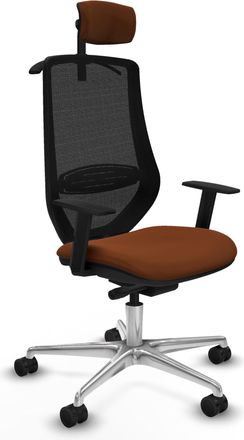 Piqueras y Crespo Ergonomischer B&uuml;rostuhl mit 1D-Armlehnen und Kopfteil, h&ouml;henverstellbar und neigbar. Ausgestattet mit Syncro/Traslack und injiziertem Schaum. Schwarz/