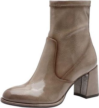 Tamaris Bottines &agrave; talon pour femme 1-25357-41 - Taupe - Brevet - Taille 36 EU, Couleur : taupe, 36 EU